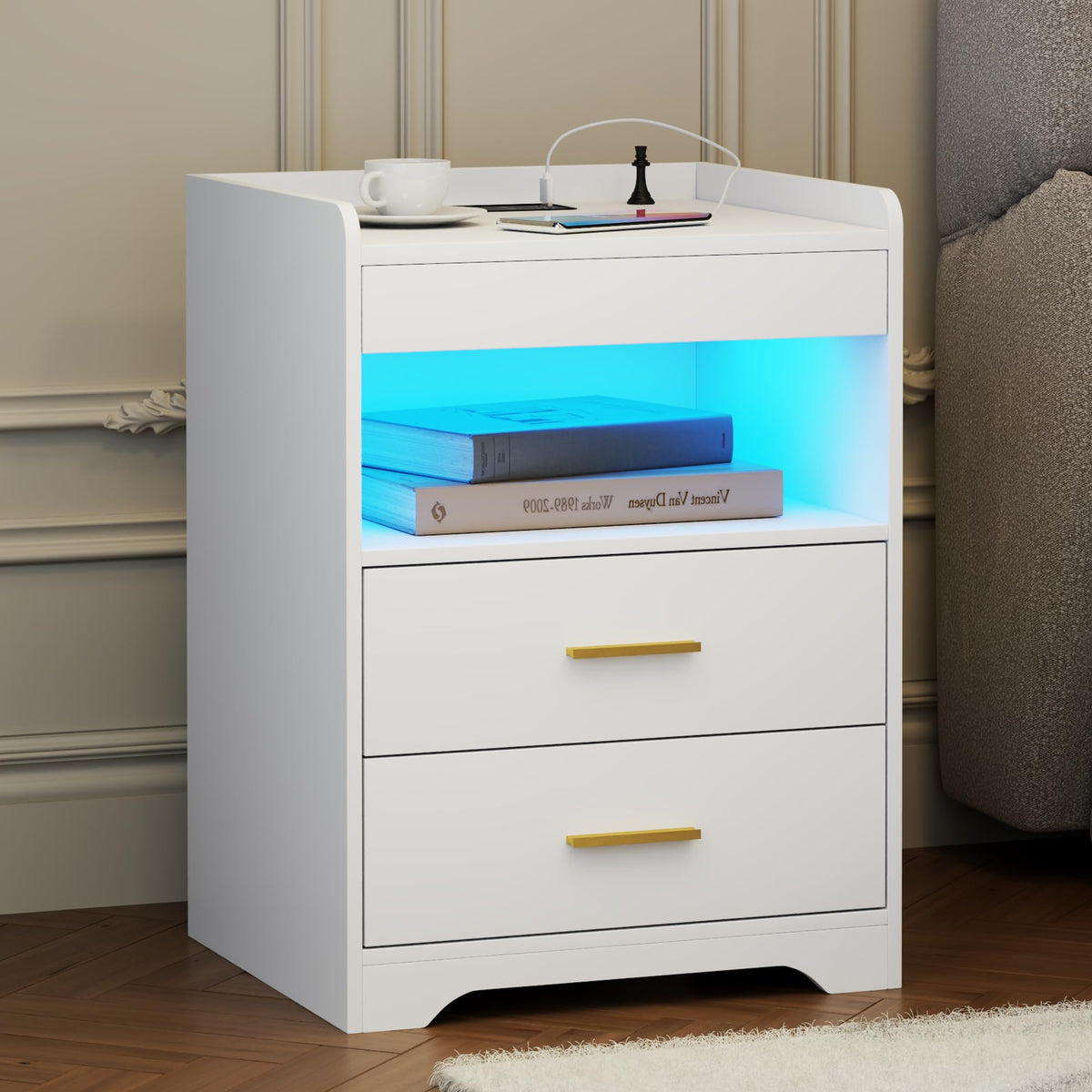 Gun Nightstand with Lockable Hidden Compartment Concealment Furniture