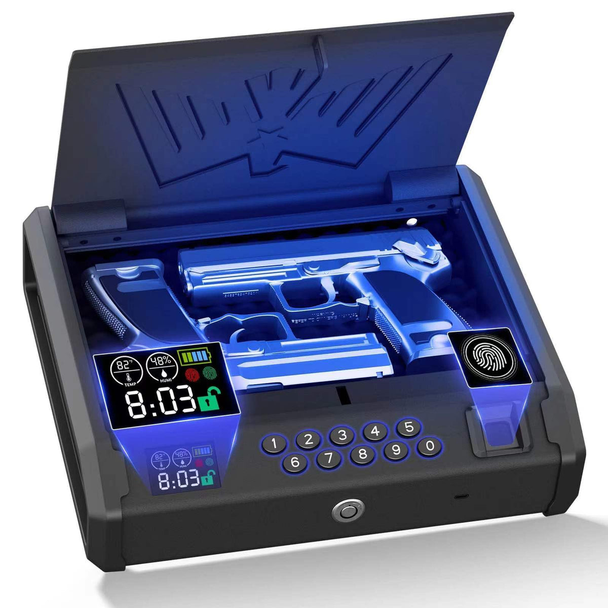 Biometric Portable Gun Safe with LCD | Secret Stashing