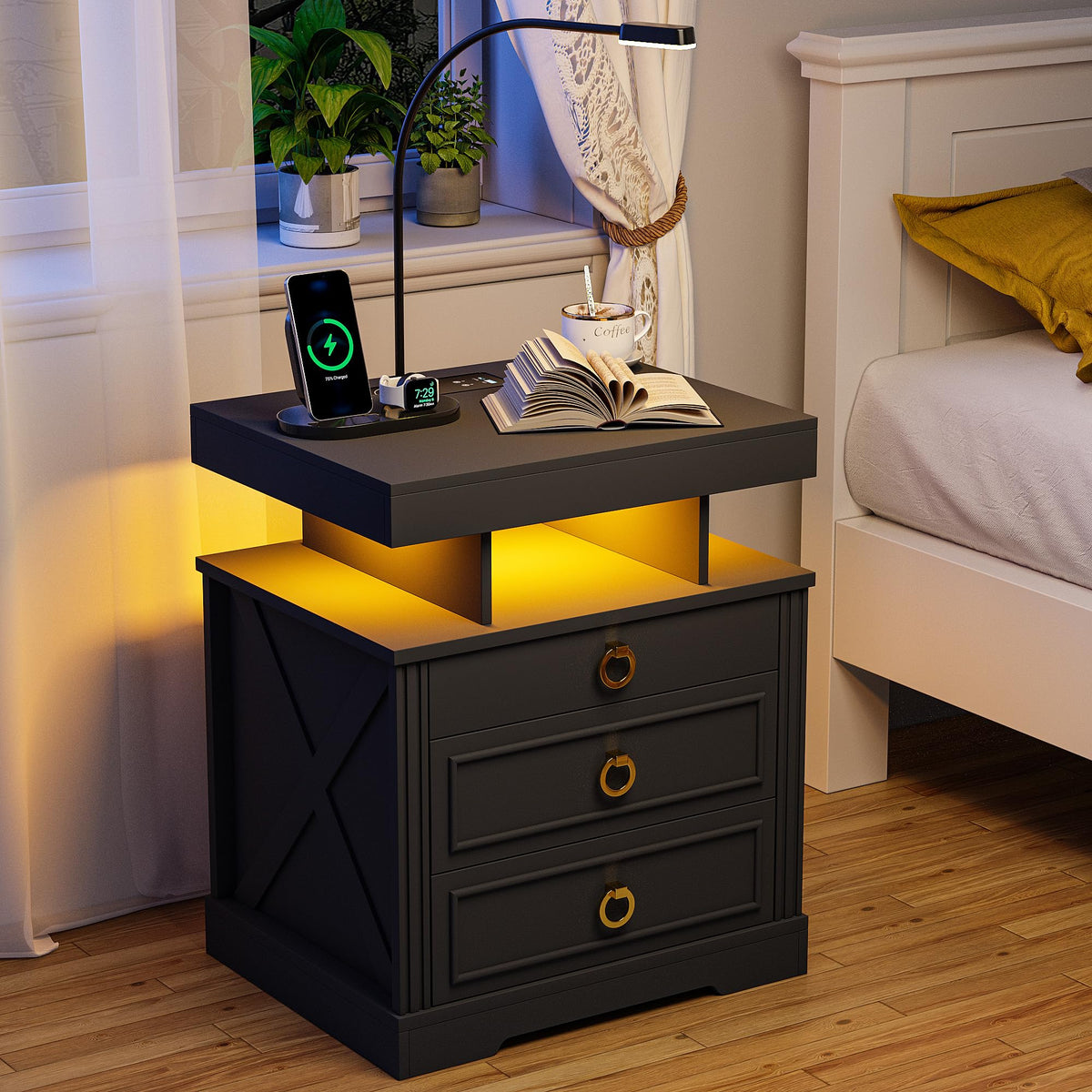 LED Smart Nightstand with Gun Box | Secret Stashing