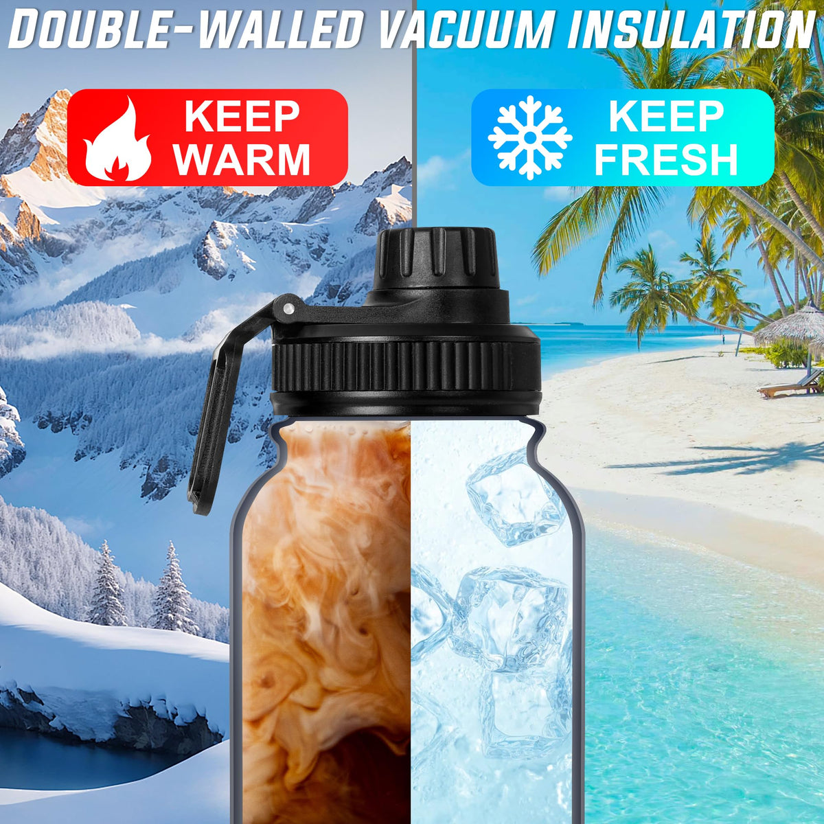 Diversion Safe Water Bottle, 28oz – Red & Blue | Secret Stashing