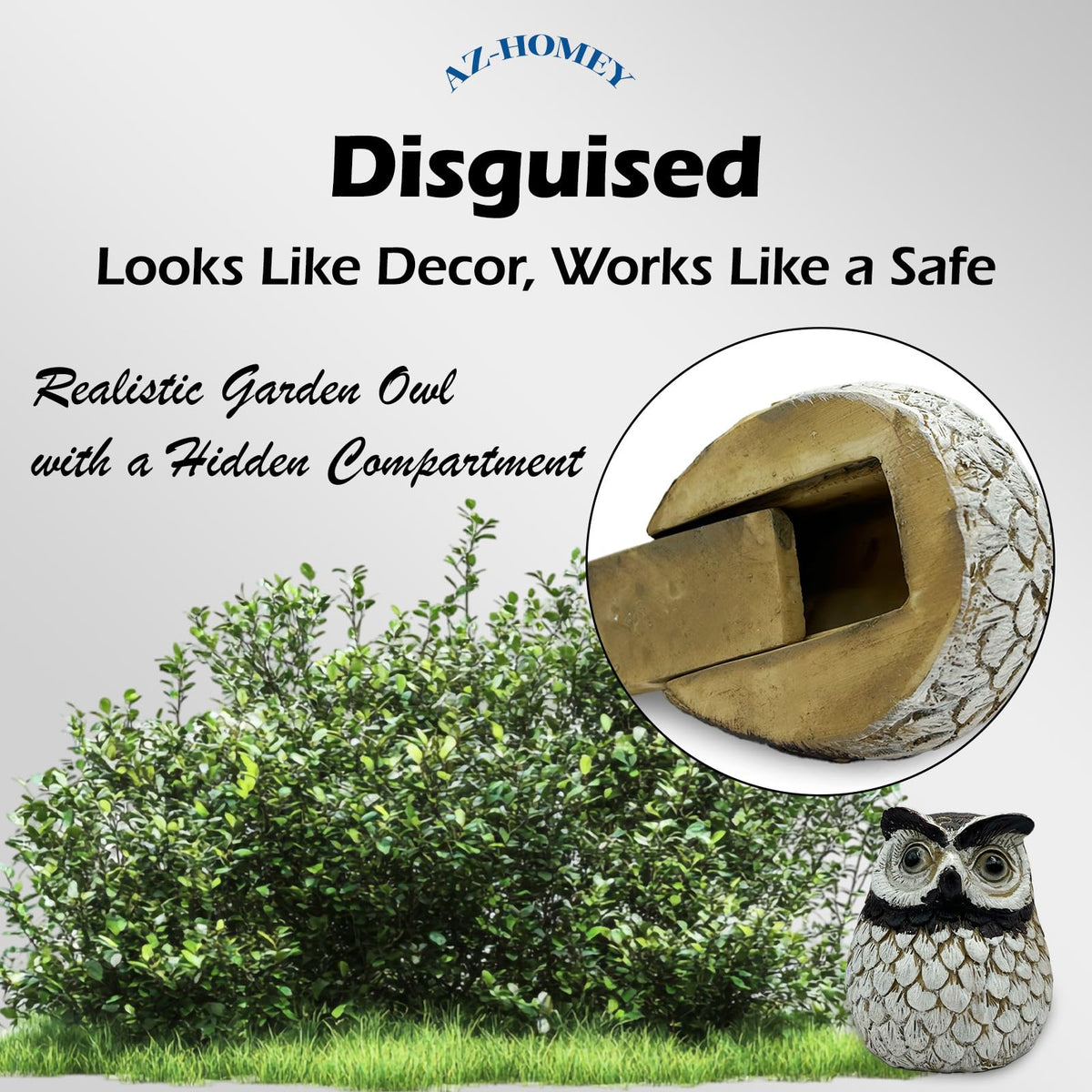 Owl Hide-A-Key Outdoor, Waterproof Hidden Key Holder | Secret Stashing