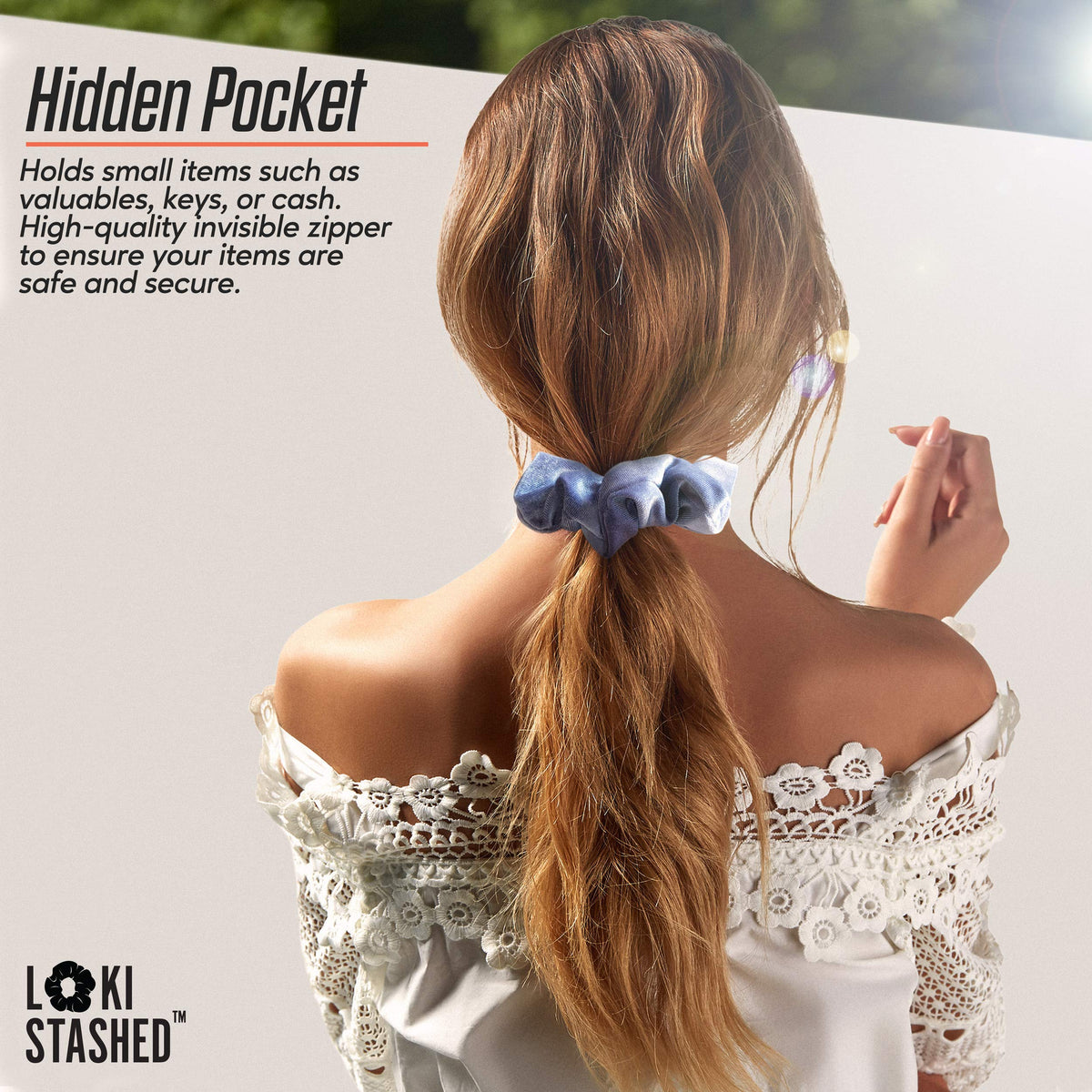 3-Pack Velvet Hair Tie Scrunchies with Hidden Pocket – Navy, Tan, Black