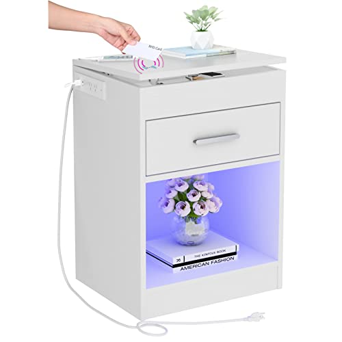 Concealment Furniture Night Stand with RFID Lock Cabinet and Power Outlets