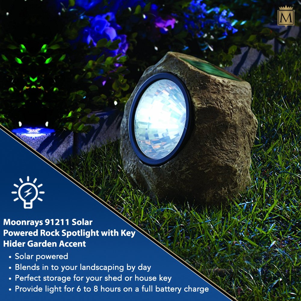 Rock Solar Spotlight with Built in Key Hider | Secret Stashing