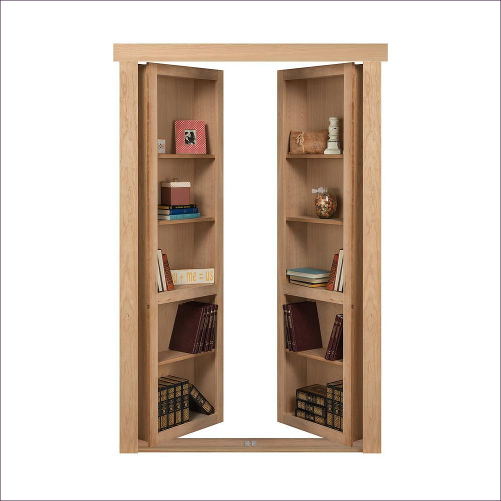 Cherry Unfinished In-Swing Solid Core Interior French Bookcase Door